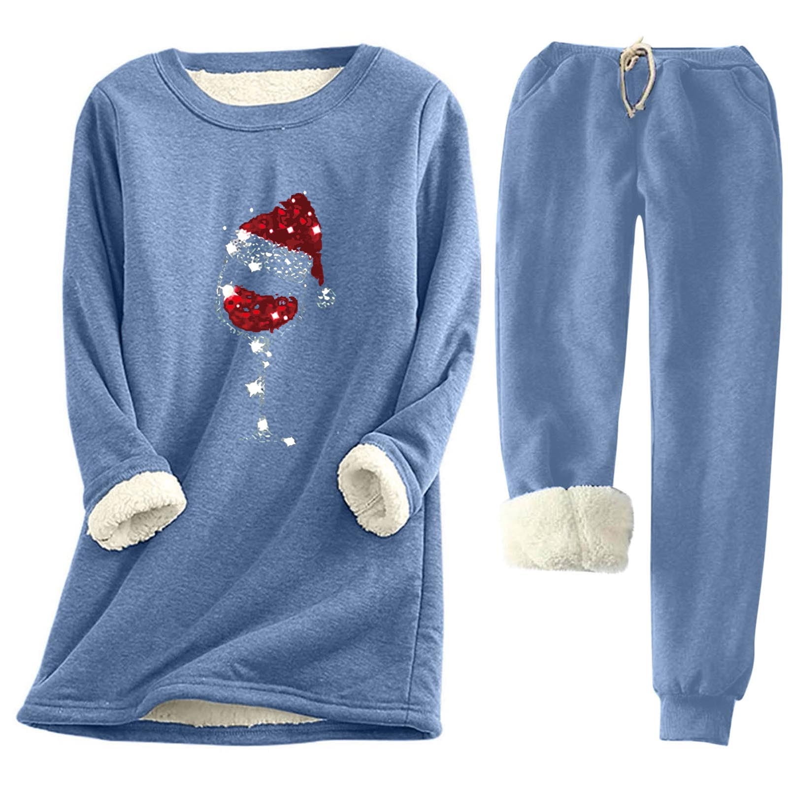 Maean Women Christmas Pajamas Set Plus Size Loungewear Thick Fleece ...