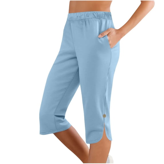 Maean Women's Capris Pant Casual Elastic Waisted Loose Capri Pants ...