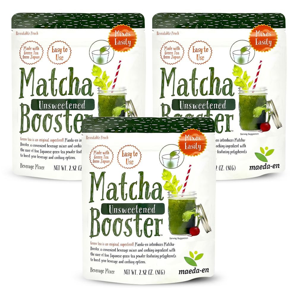 Maeda-en Matcha Booster, Unsweetened Green Tea Powder, 240g 3 Pack ...