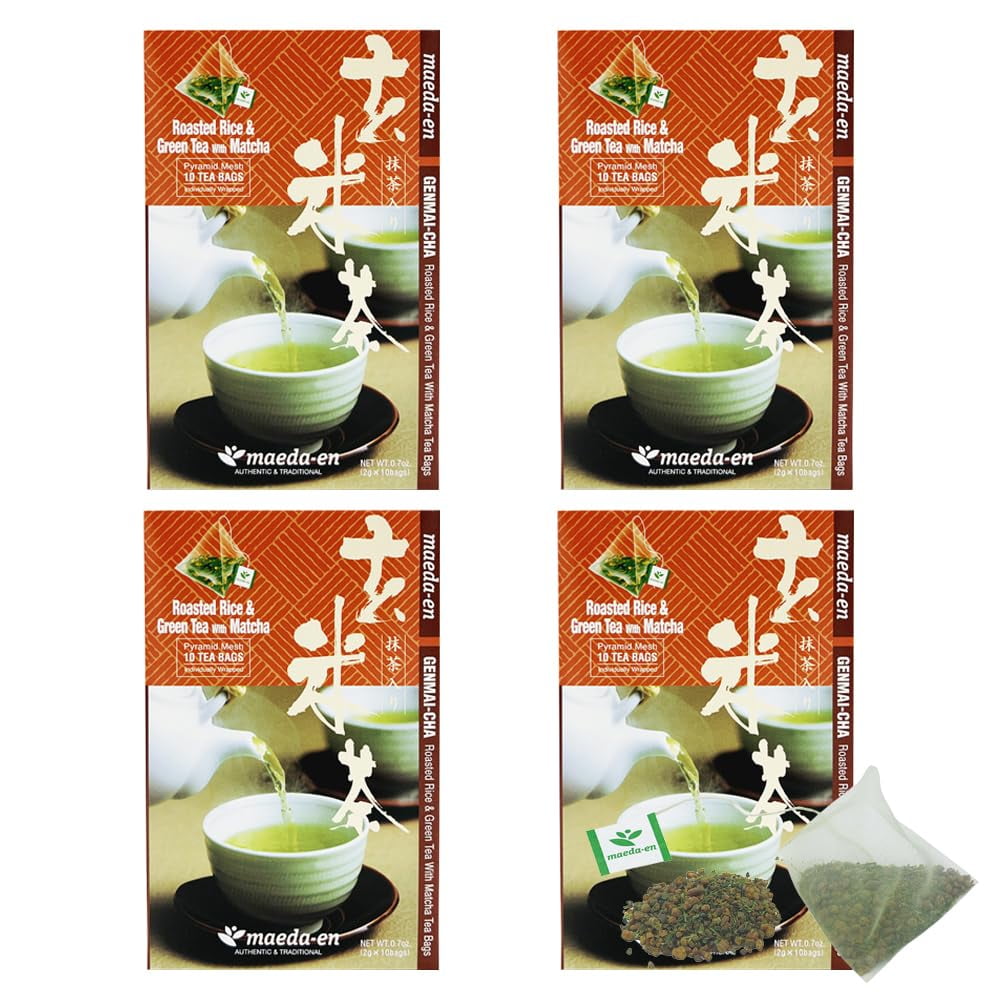 Maeda-en Premium Genmai-cha Green Tea, Roasted Rice with Matcha, 40 Tea ...