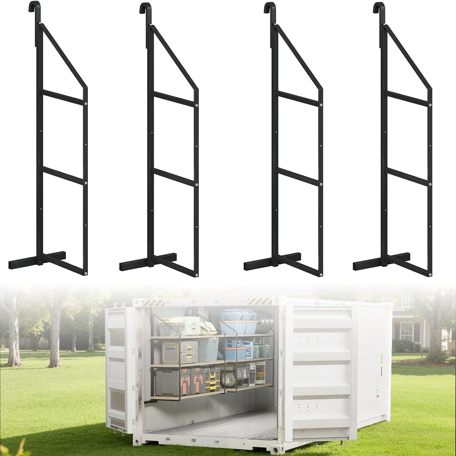 Maeklon 4 Pcs Shipping Container Shelving Bracket, 3 Tier Heavy Duty ...