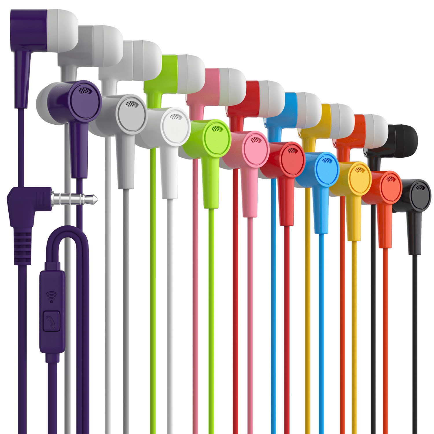 Maeline Built-in Microphone In-Ear Earbuds, Multi-Color, 10 Count ...
