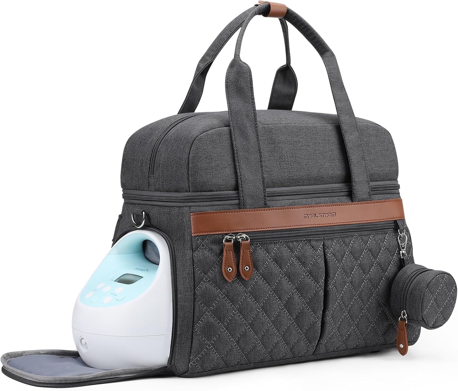 Maelstrom Breast Pump Bag, Diaper Bag Tote with 4 Cooler Pockets ...