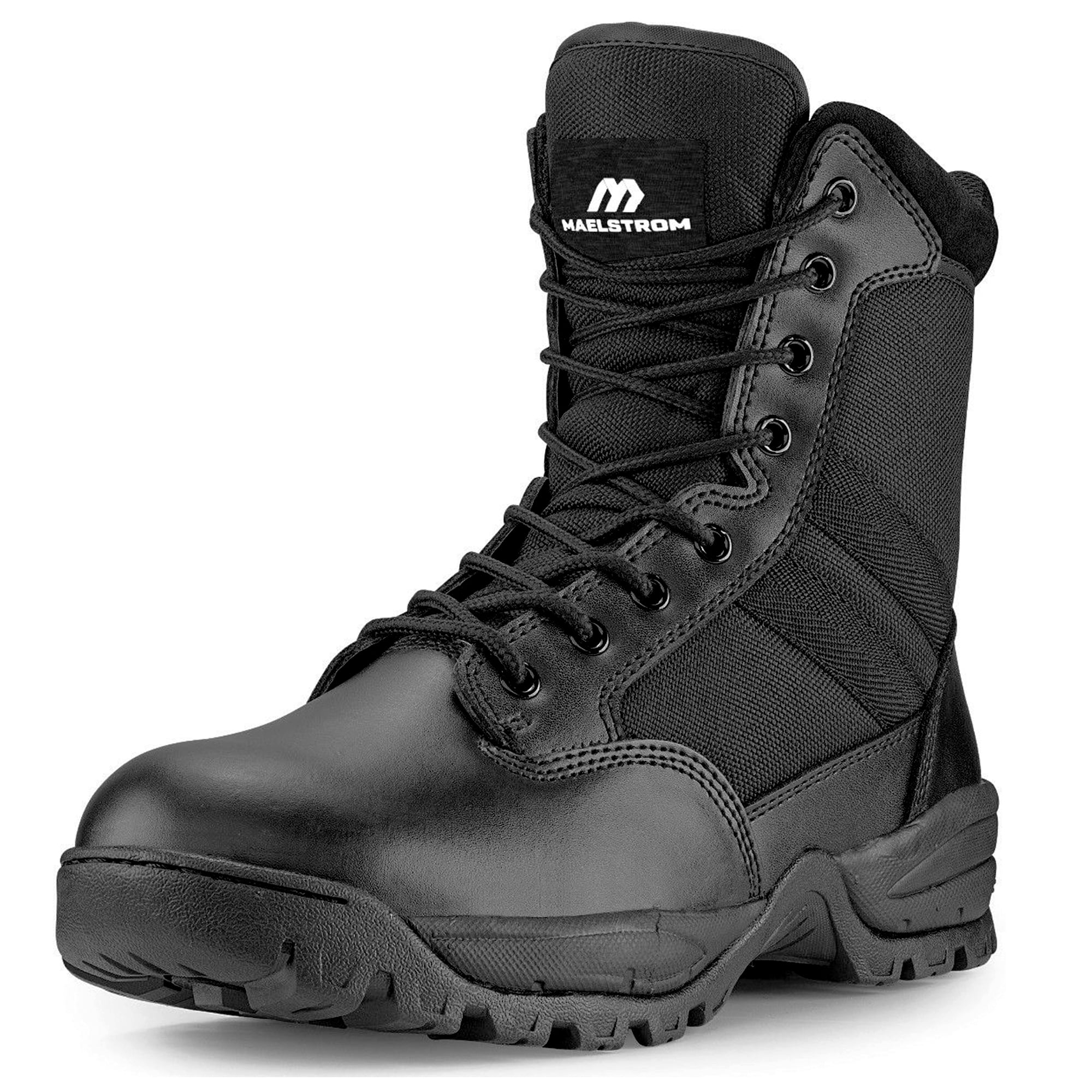 Maelstrom Military Tactical Work Boots with Side Zipper, Black, Size 9 ...