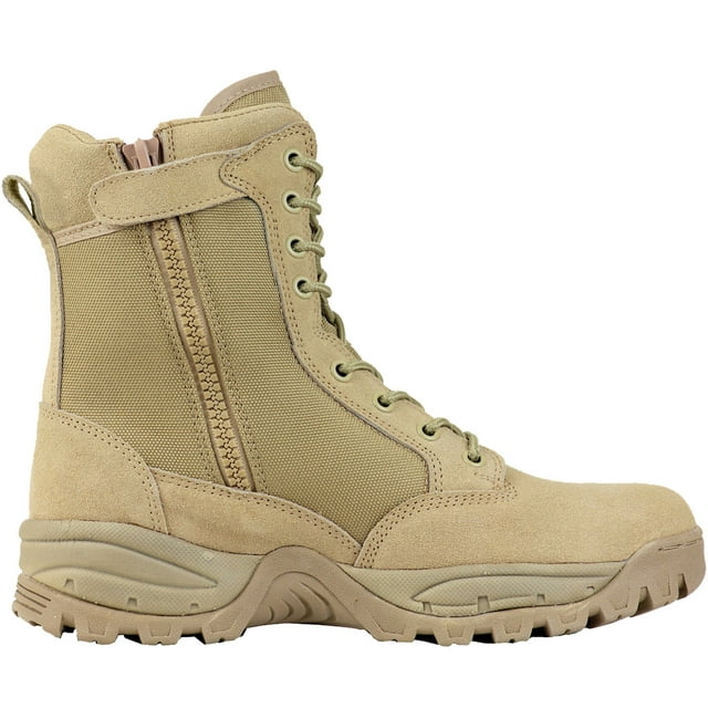 Maelstrom Military Tactical Work Boots with Side Zipper, Tan, Size 14M ...