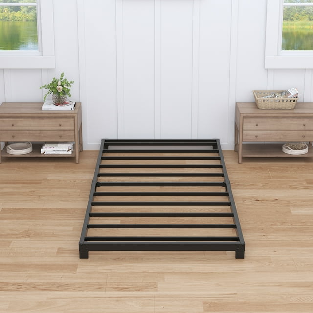 Maenizi Low 4 inch Twin Bed Frames, Heavy Duty Metal Platform Low Bed ...