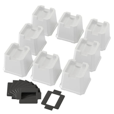 M&Q Bed Risers 4 Inch 4 Pack Black Support 7000LBs Heavy Duty Furniture ...