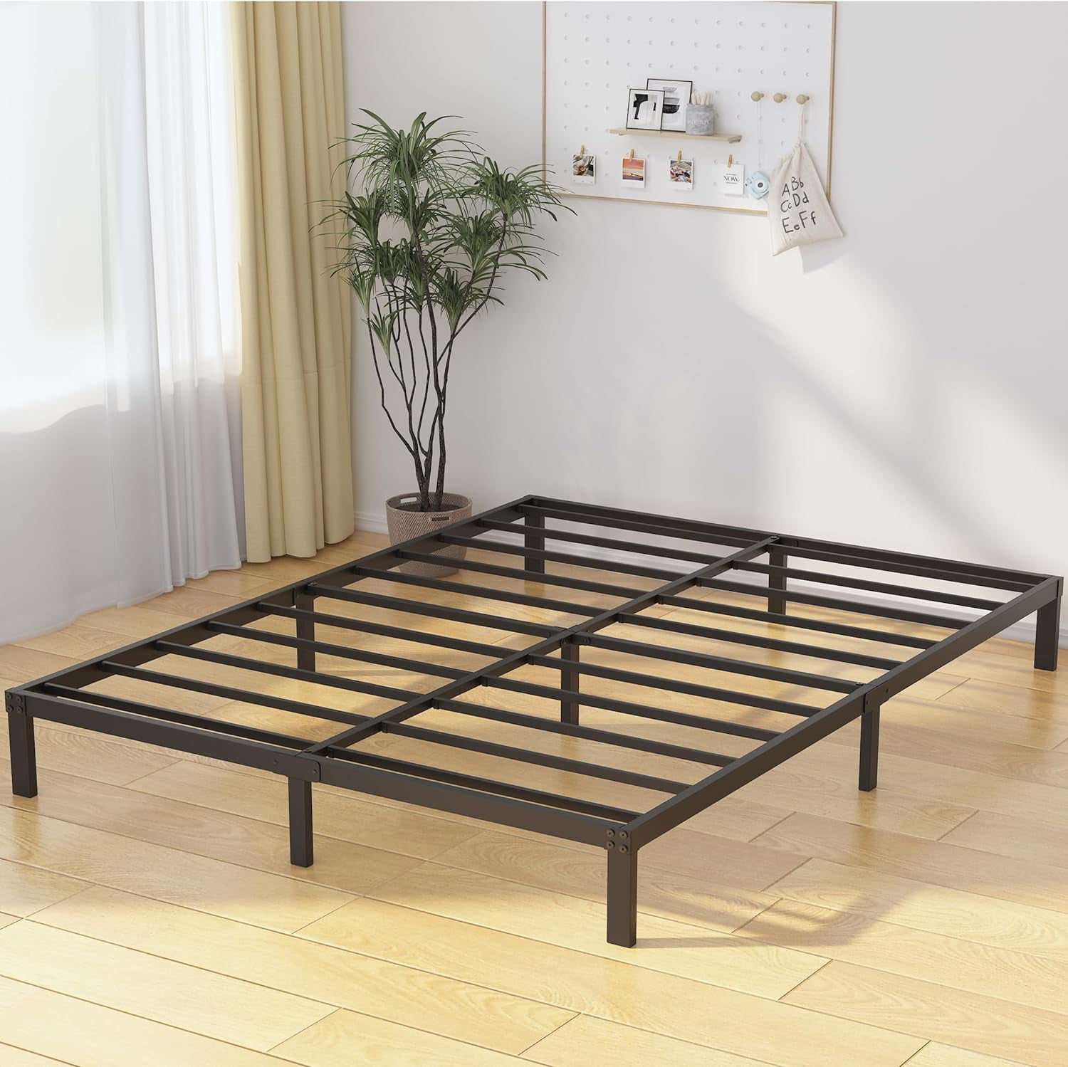 Maenizi Queen Bed Frame No Box Spring Needed 6 Inch Heavy Duty Metal ...