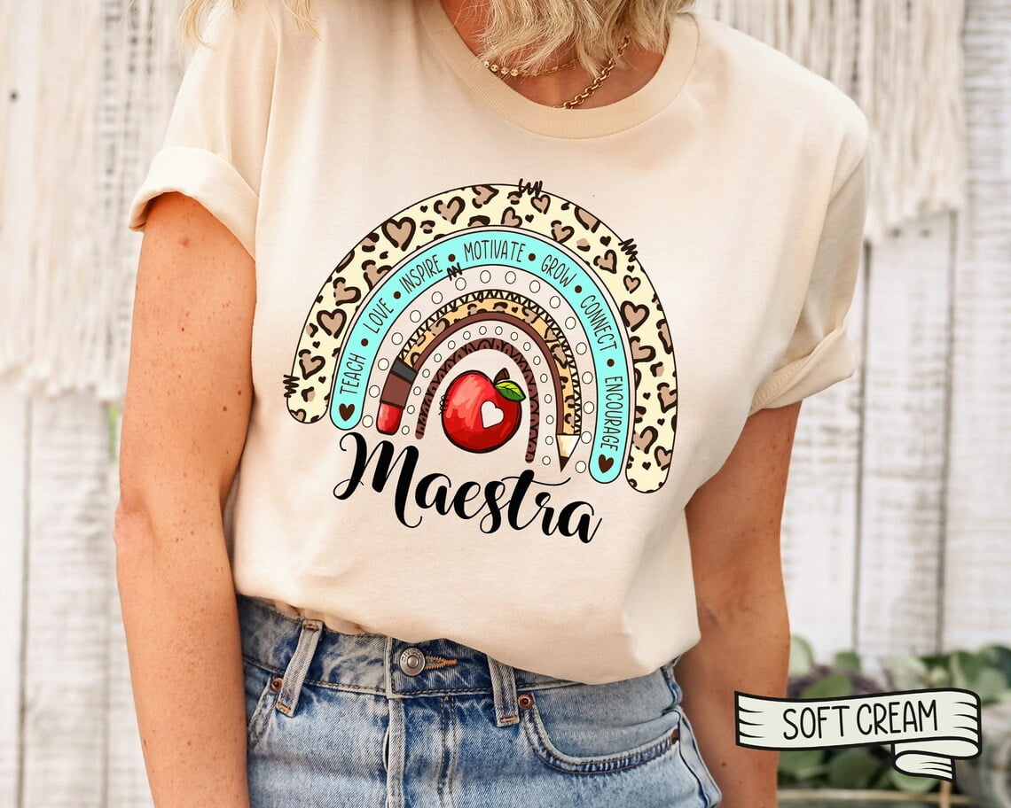 Maestra Rainbow Shirt, Maestra Shirt, Spanish Teacher Shirt, Maestra ...