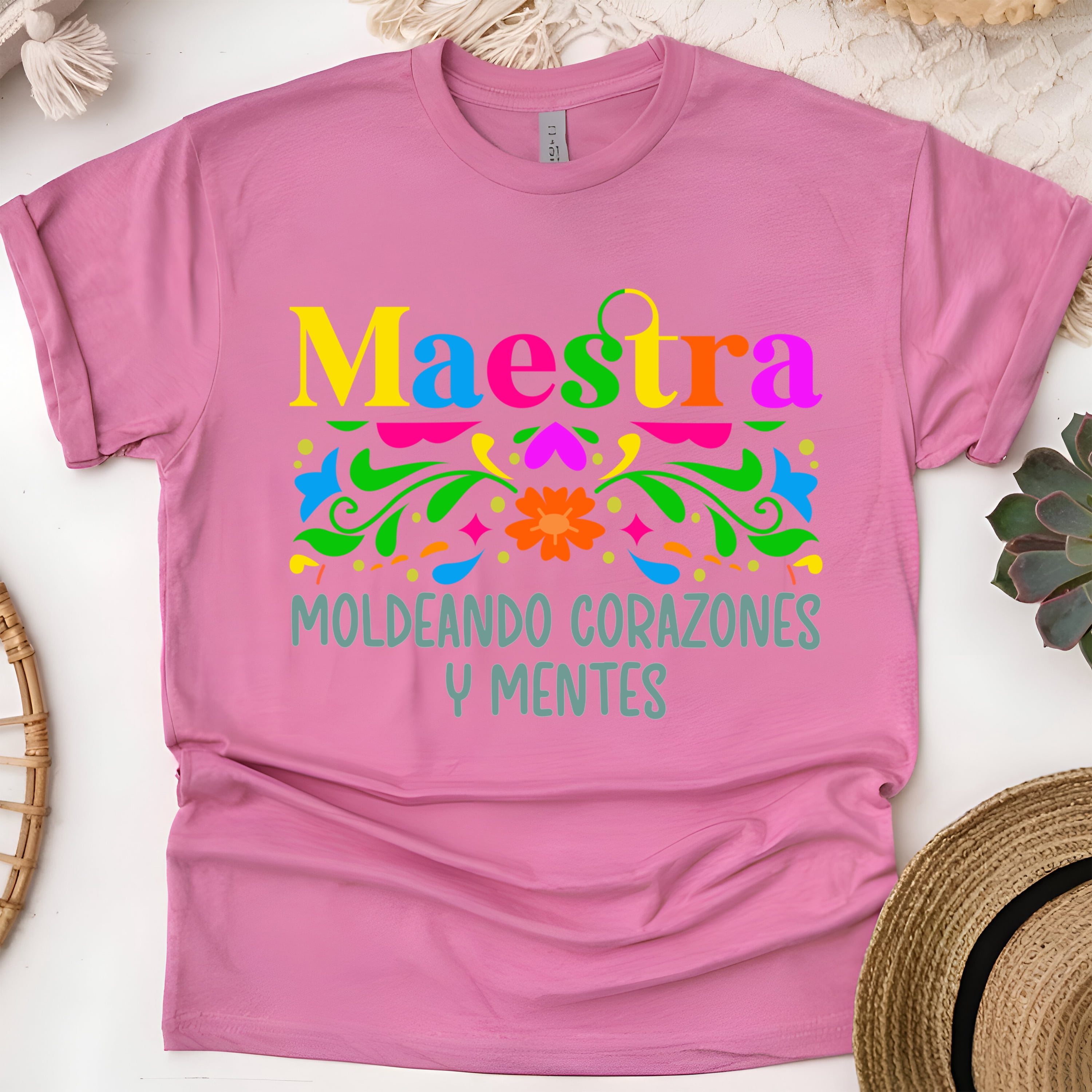 Maestra Teacher T-Shirt, Moldeando Corazones y Mentes, Colorful Spanish ...