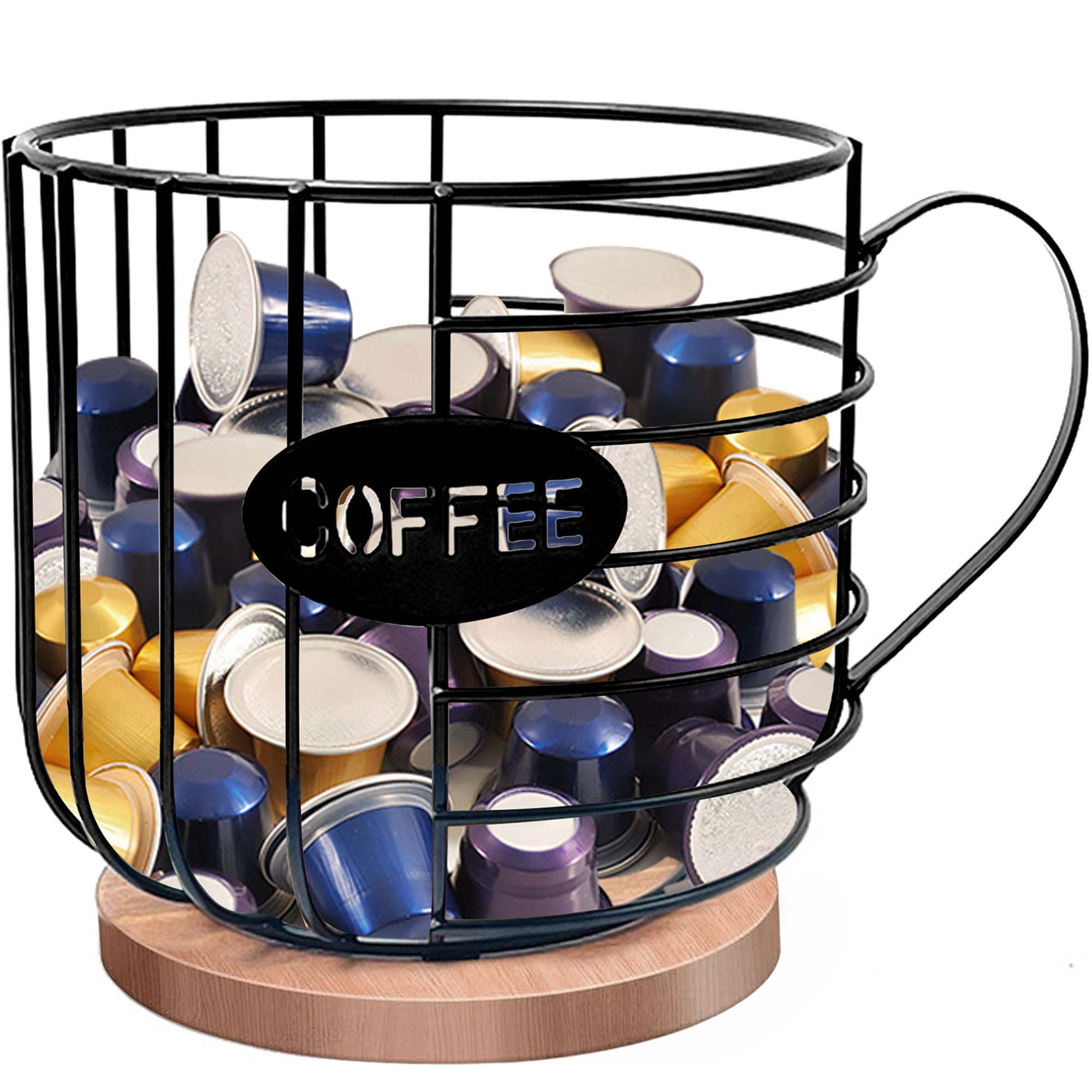Maestri K-Cup Rack, Coffee Pod Holder, Large Capacity, Steel & Wooden ...