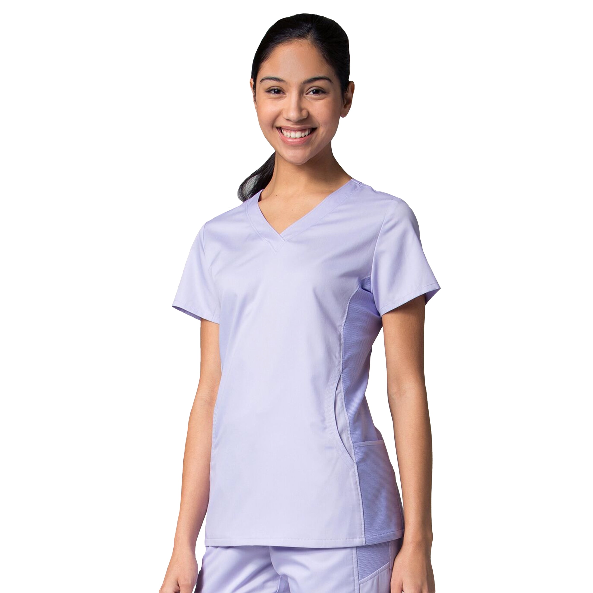 Maevn EON Sporty Mesh Panel Curved V-Neck Scrub Top - Walmart.com