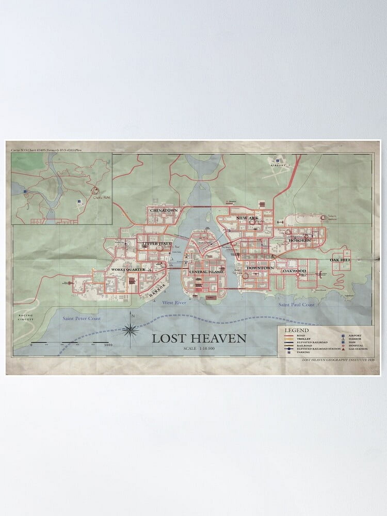 Mafia Map "Lost Heaven" Poster - Walmart.com