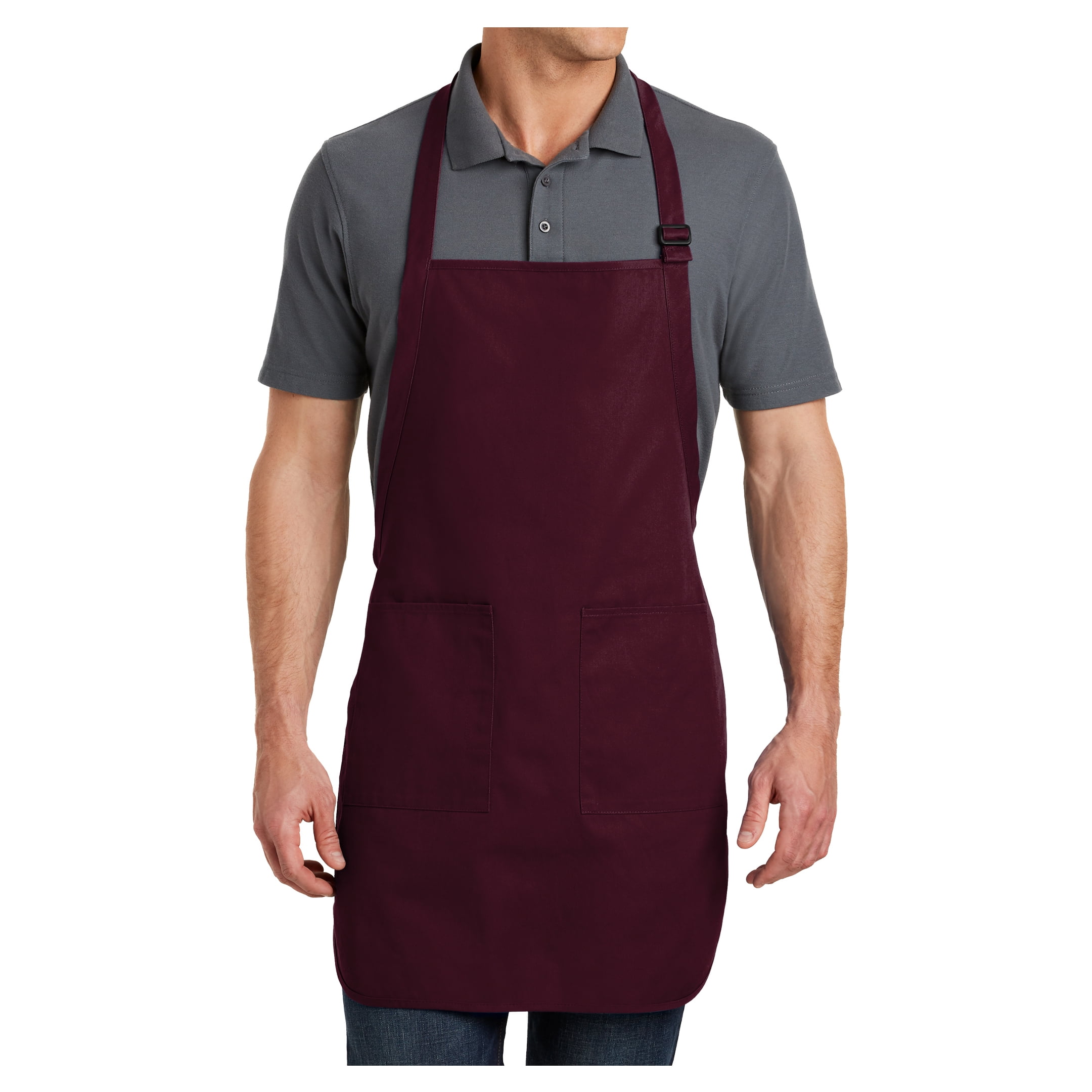 Mafoose Adult Unisex Full Length Apron with Pockets Maroon - Walmart.com