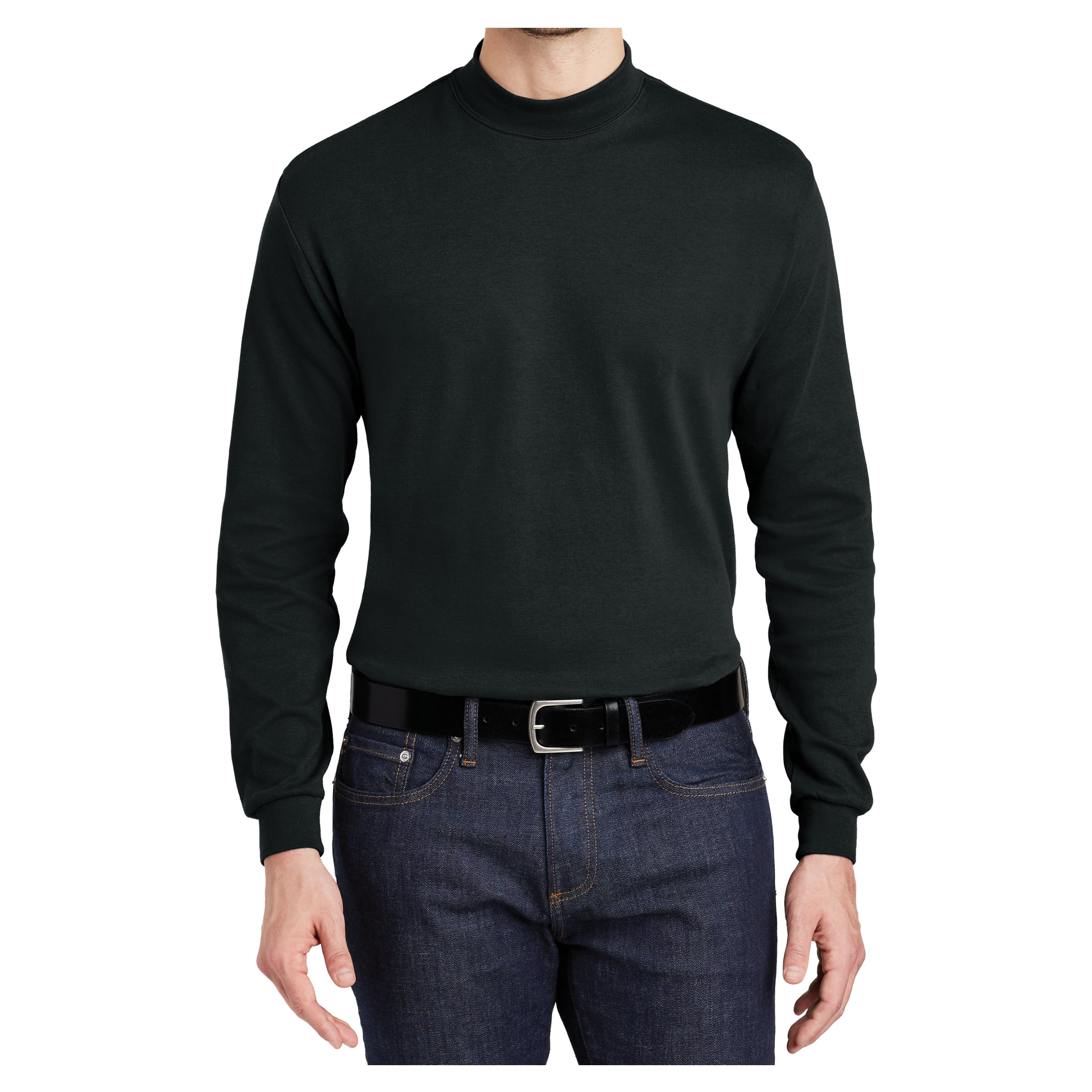 Mafoose Men Interlock Knit Mock Male Turtleneck Sweaters Black L ...