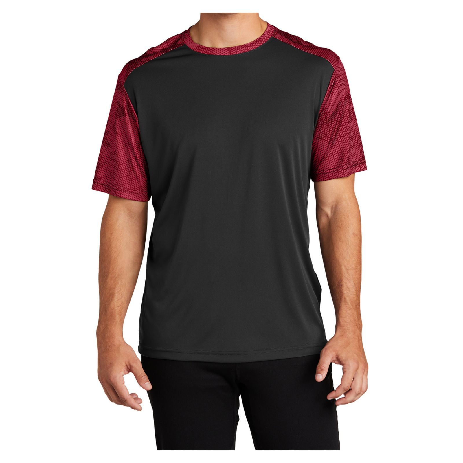 Mafoose Mens CamoHex Colorblock Polyester Tee Shirt Black/ Deep Red XL ...