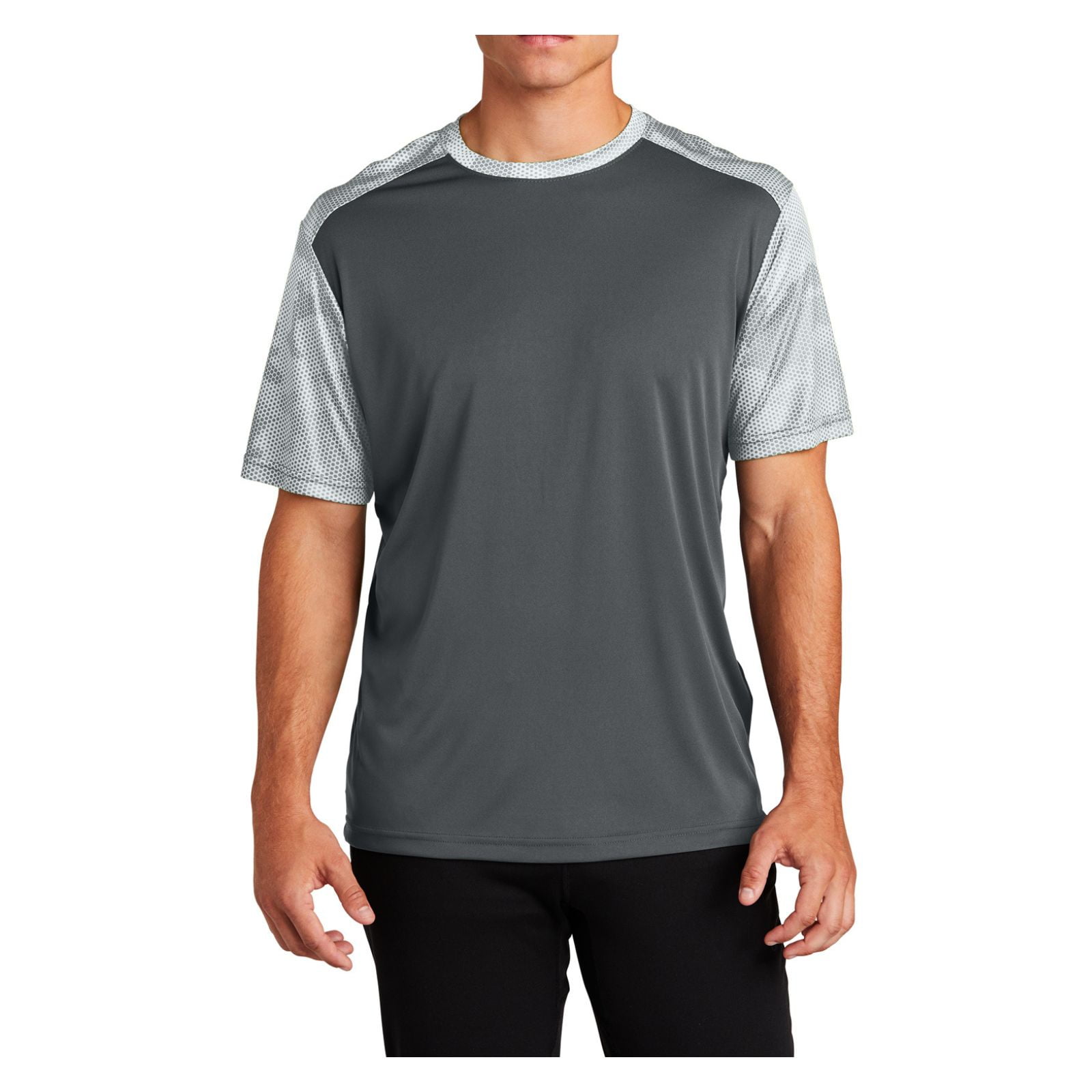 Mafoose Mens CamoHex Colorblock Polyester Tee Shirt Iron Grey/ White S ...