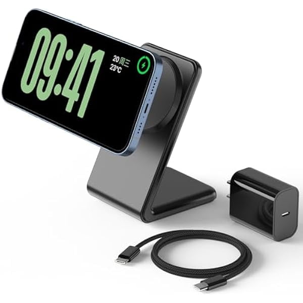 Mag-Safe Charger Stand for iPhone 16 (with 20W Adapter, 5Ft Cable ...