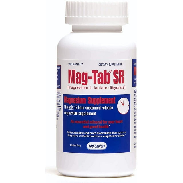 Mag-Tab SR Magnesium Supplement Caplets, 84 mg, 60 Count - Walmart.com