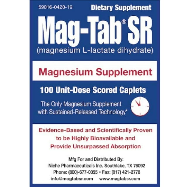 Mag-Tab SR Niche Magnesium Supplement Unit Dose, 100 ct - Walmart.com