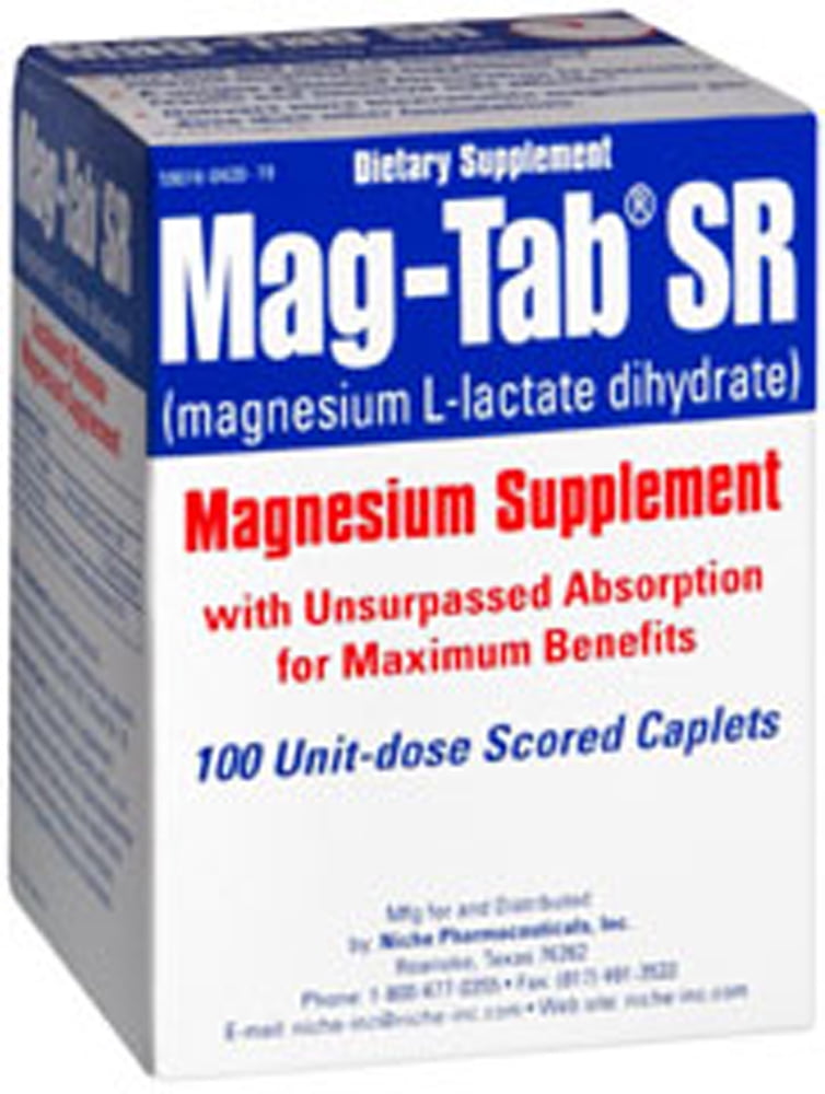Mag-Tab SR Niche Magnesium Lactate Supplement, 100 ct, Sustained ...