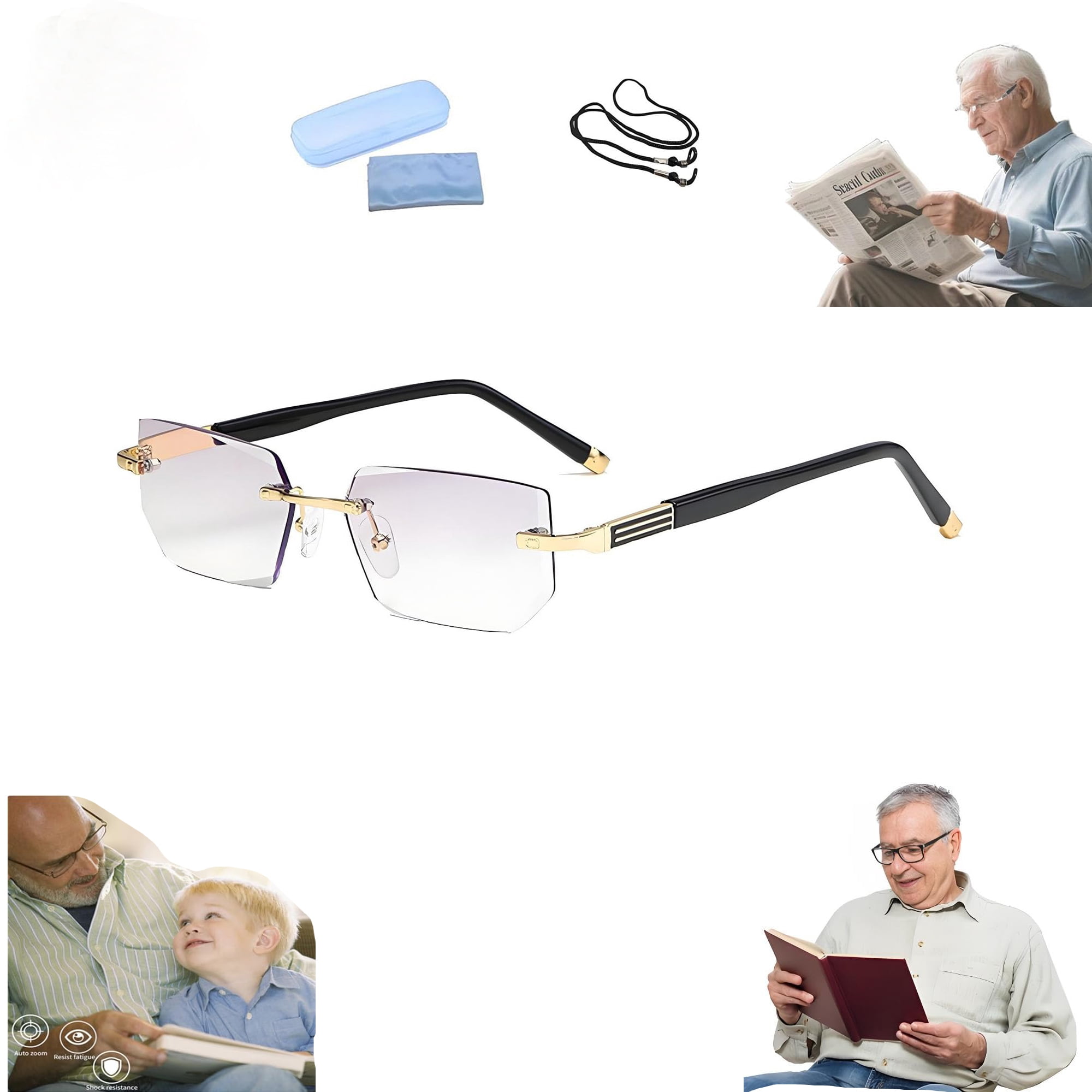 Mag Vision Glasses, Intelligent Zoom Anti Blue Light Presbyopia Glass ...