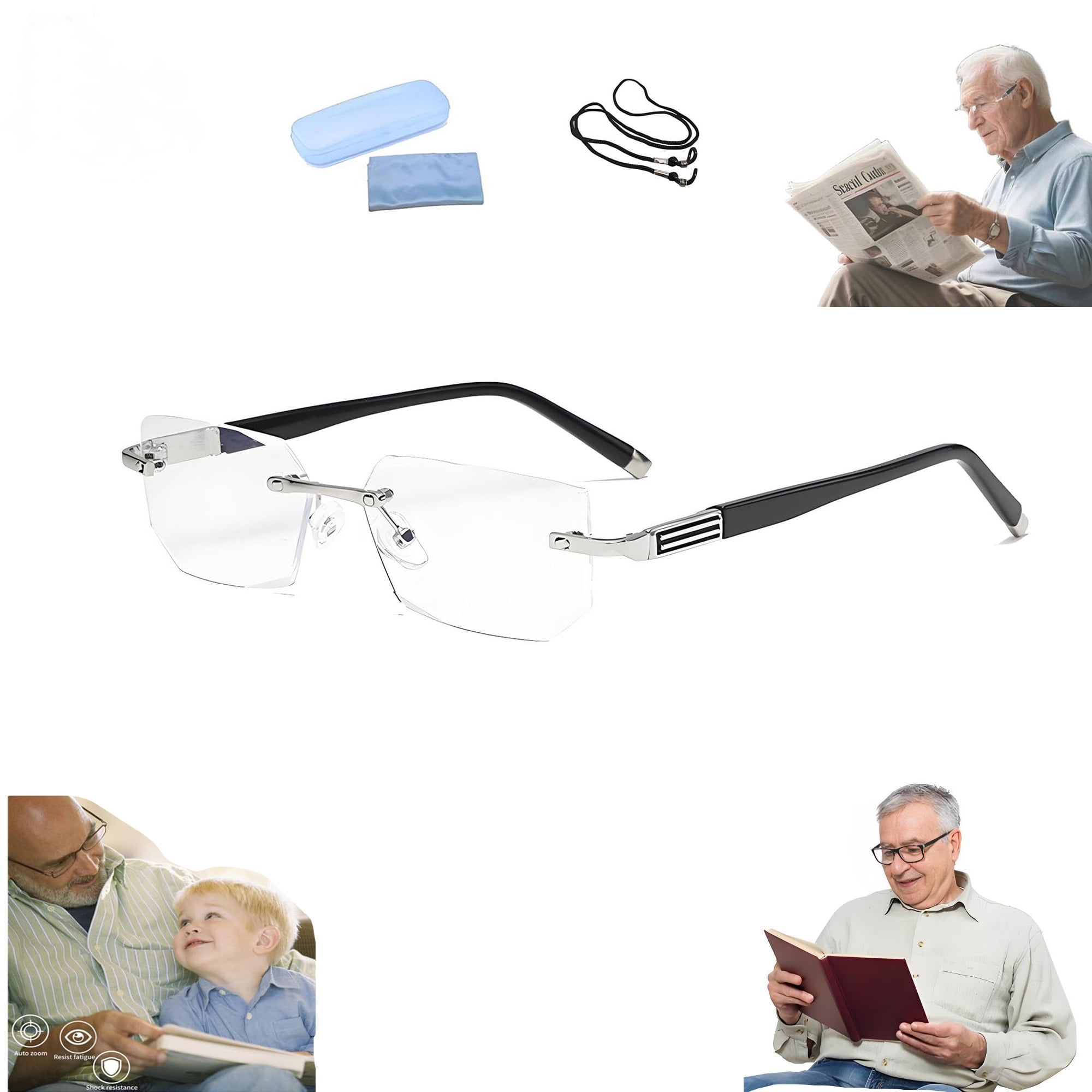 Mag Vision Glasses, Intelligent Zoom Anti Blue Light Presbyopia Glass ...