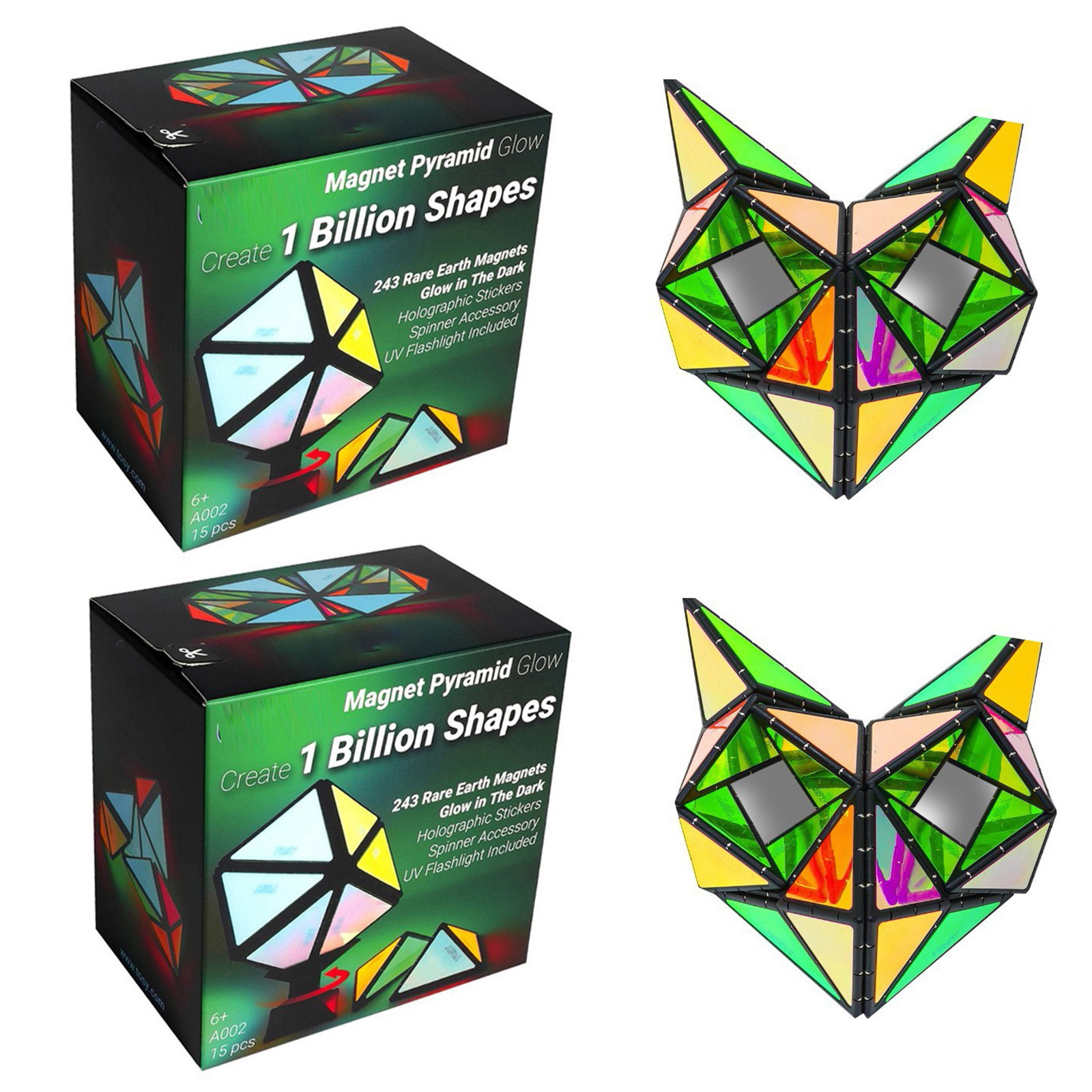 Mag-net Pyramid Glow - 1 Fidget Cube Transforms into 1 Billion Shapes ...