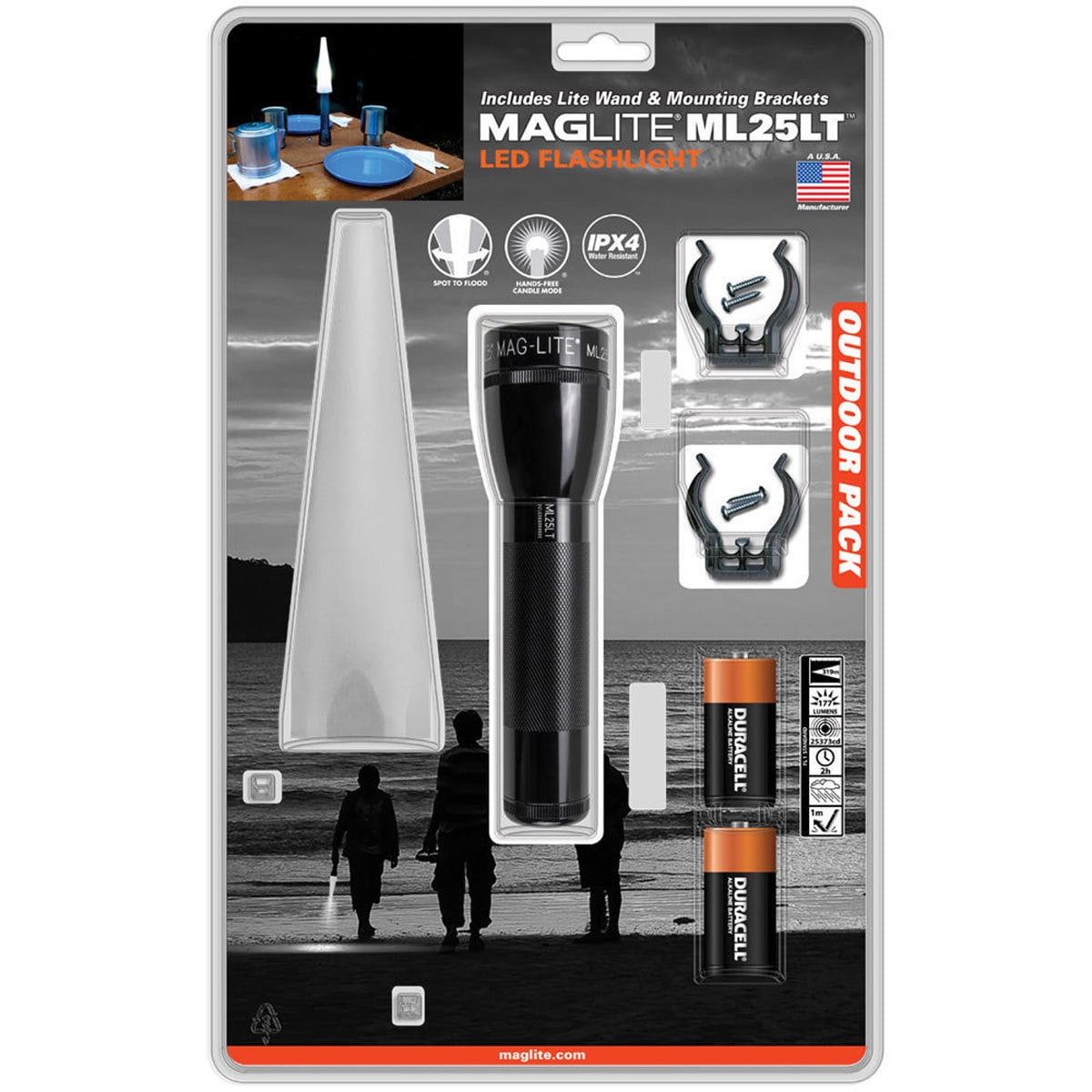 MagLite ML25LT 2-Cell C LED Flashlight Adventure Pack, 177 Lumens ...