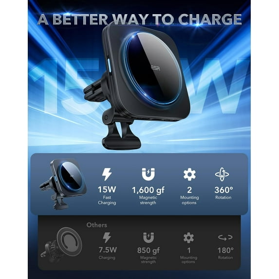 for MagSafe Car Mount Charger,15W Magnetic Wireless Car Charger, for ...