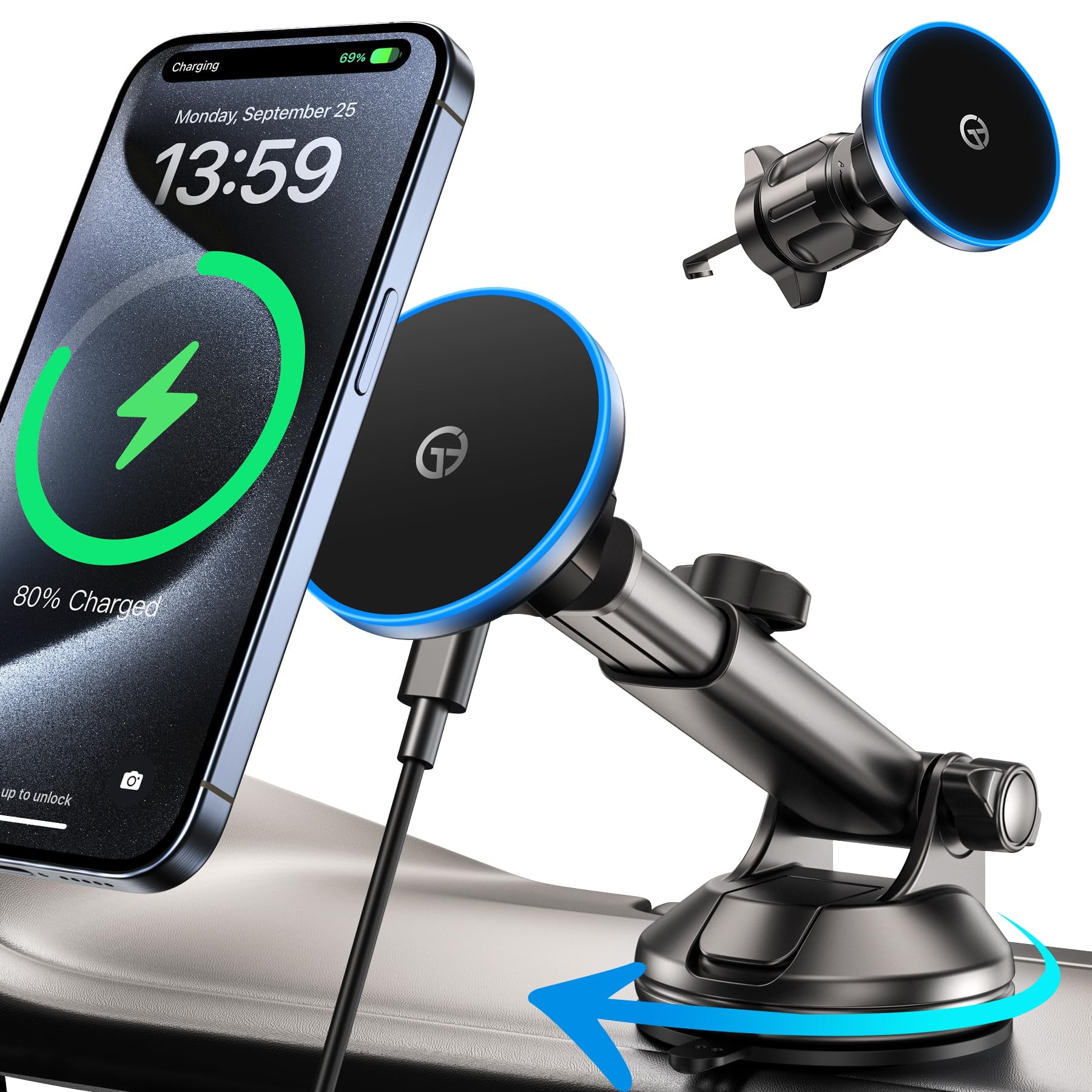 for MagSafe Car Mount Charger -【DashVentWindshield】Wireless Car Charger ...