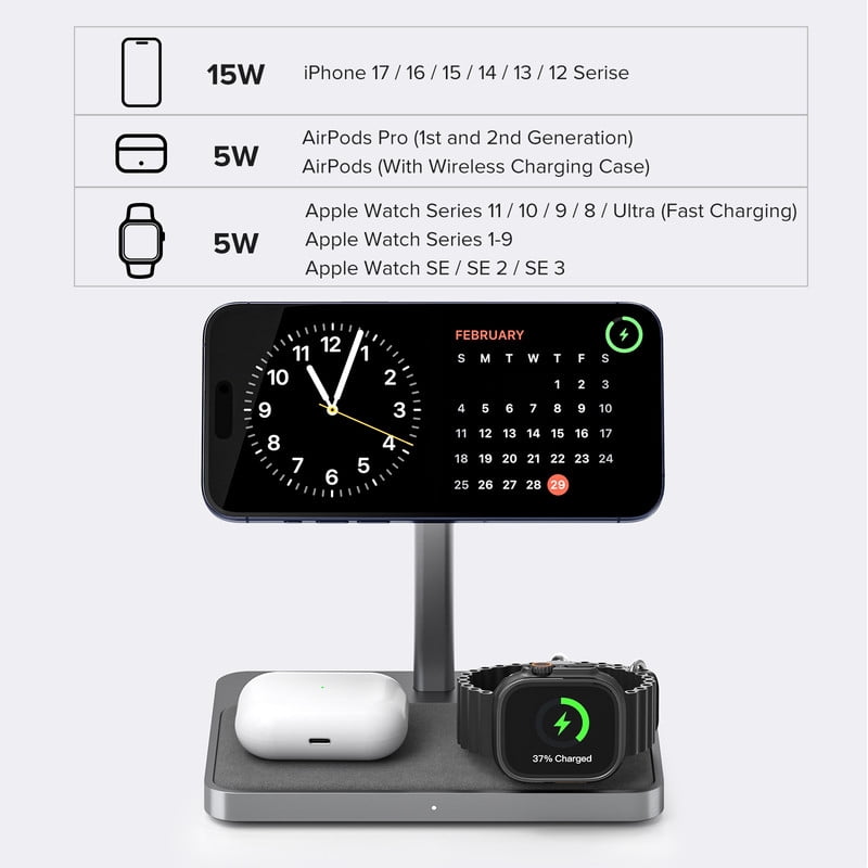 MagSafe Charger Stand Compatible,3-in-1 Wireless Charging Station for ...