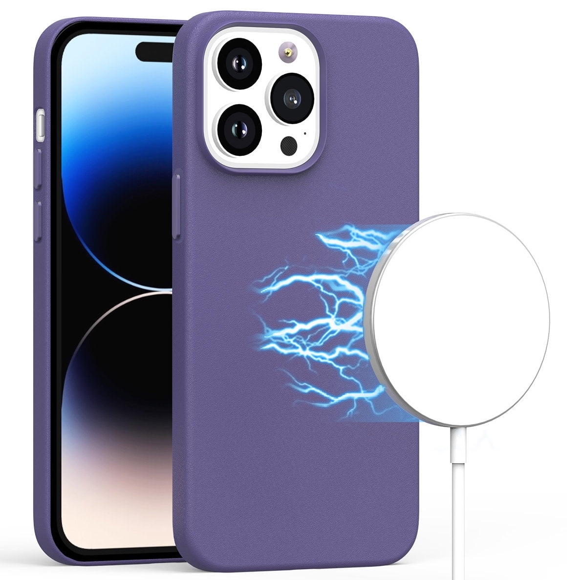 MagSafe Compatible Leather Case for iPhone 14 Pro - Purple - Walmart.com