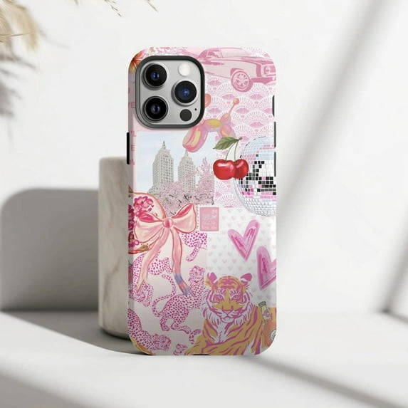 MagSafe Girly Aesthetic Retro Urban Pink City Dreams Collage Case with ...