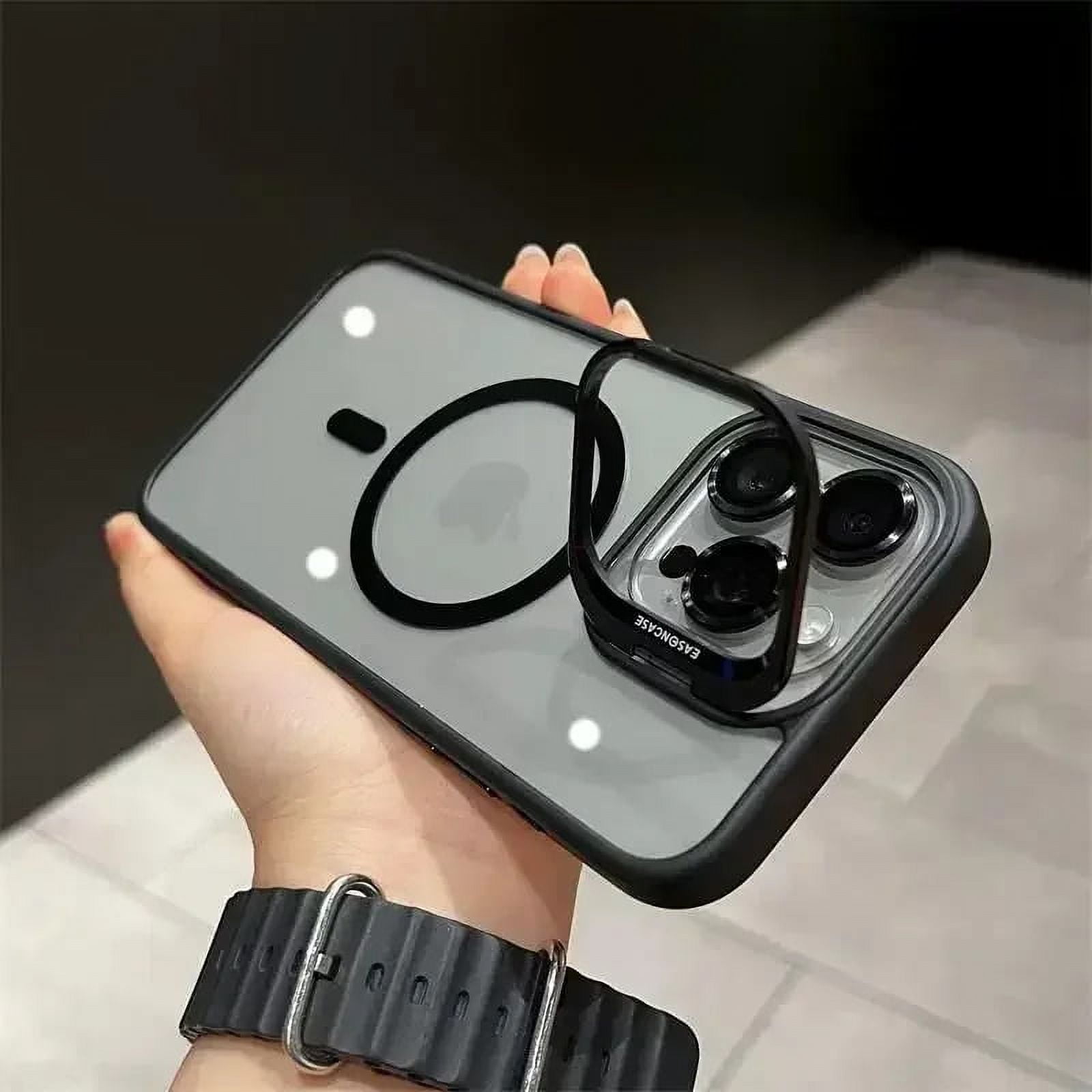 MagSafe magnetic lens protection stand phone case for iPhone 15 12 13 ...