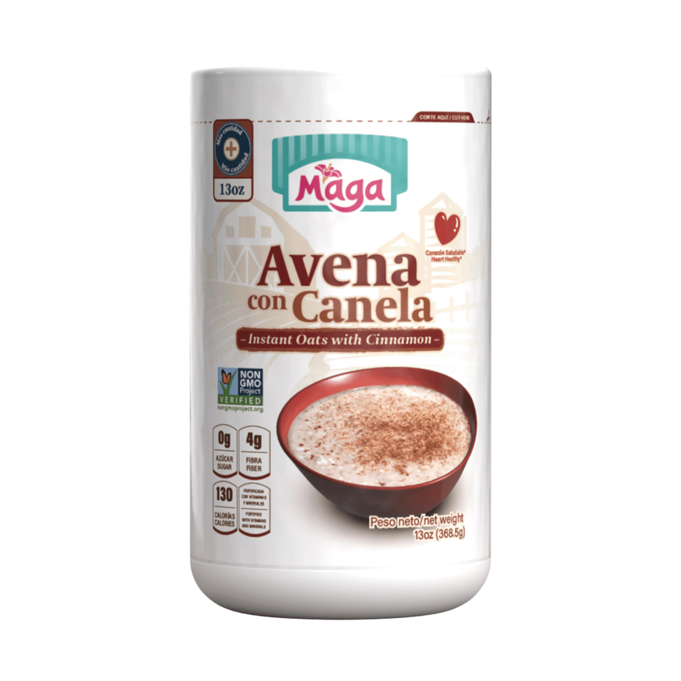Maga, Instant Oatmeal with Cinnamon, 11.3oz, Shelf Stable, Plastic Can ...
