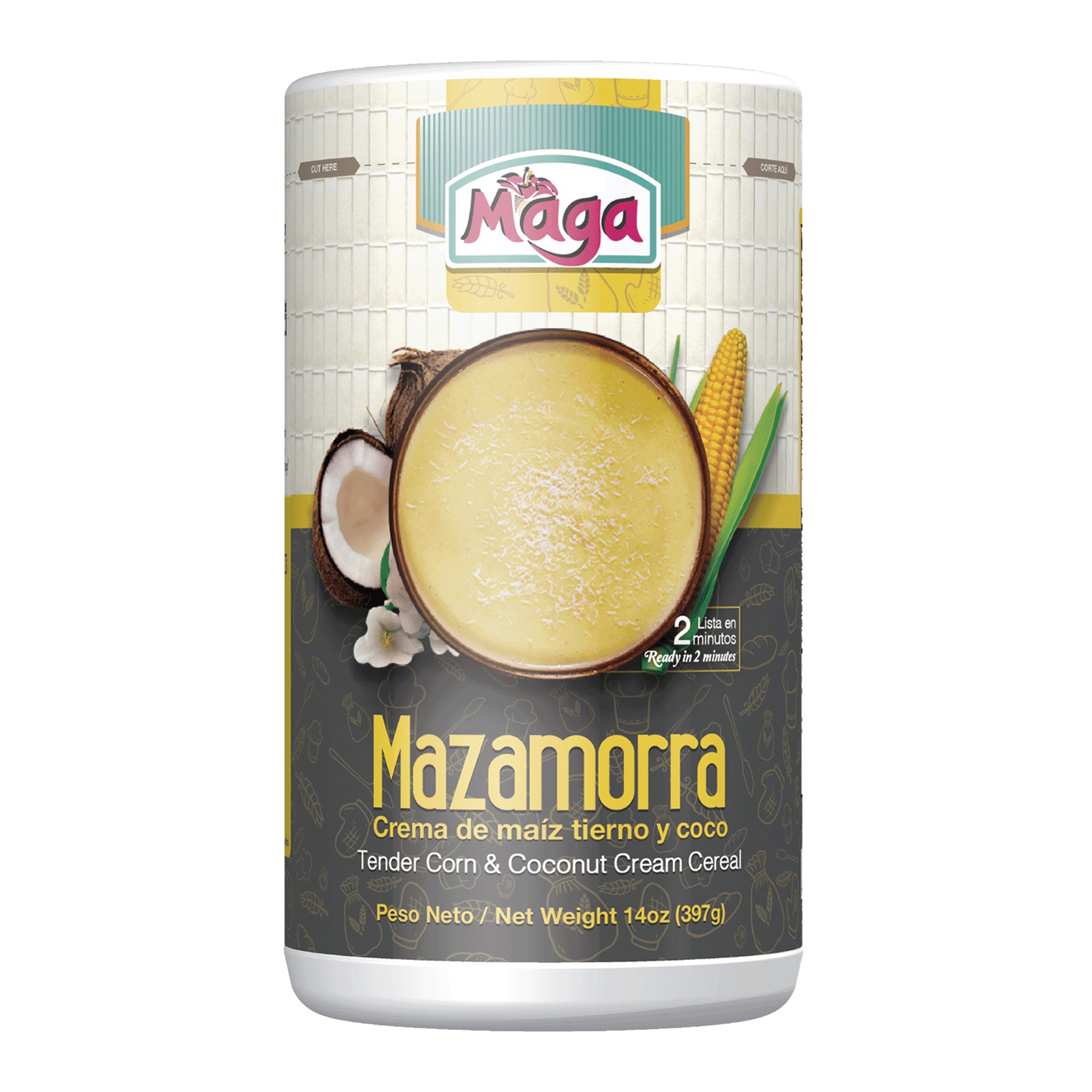 Maga Tender Corn & Coconut Cream Cereal, Instant,Creamy, 14 oz, Shelf ...