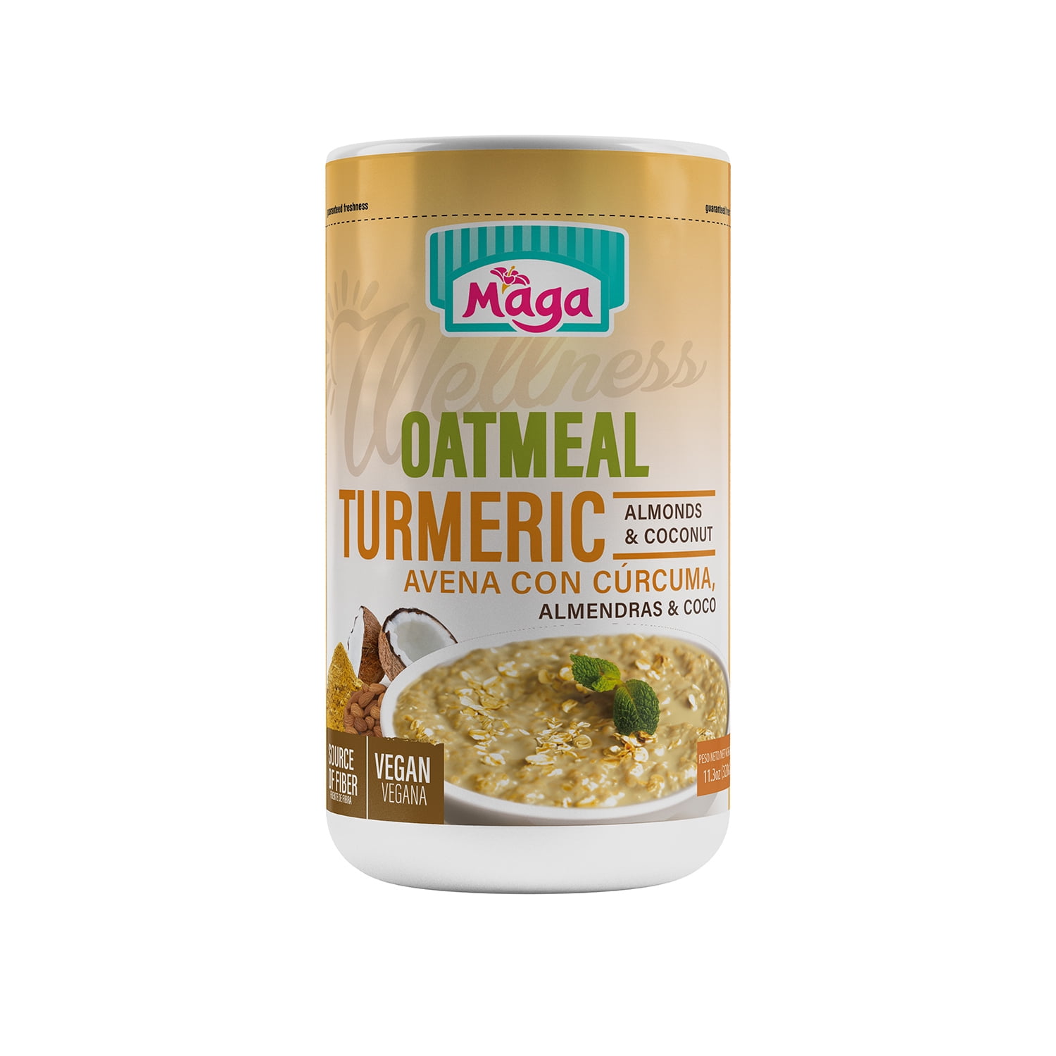 Maga Wellness Vegan Oatmeal with Turmeric, Coconut & Almonds, 11.3oz ...