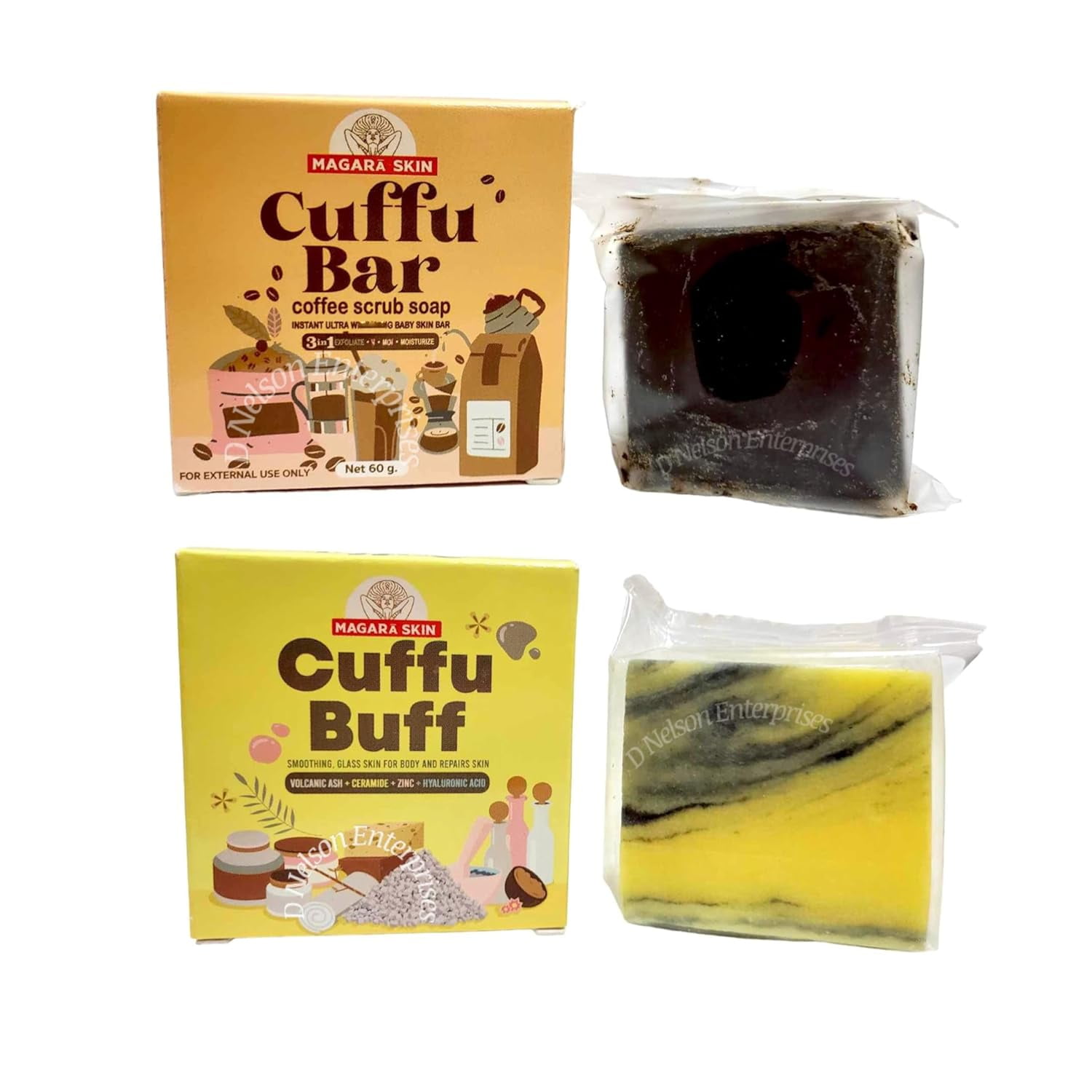 Magara Skin Cuffu Bar & Cuffu Buff Coffee Scrub Soap - Exfoliates ...