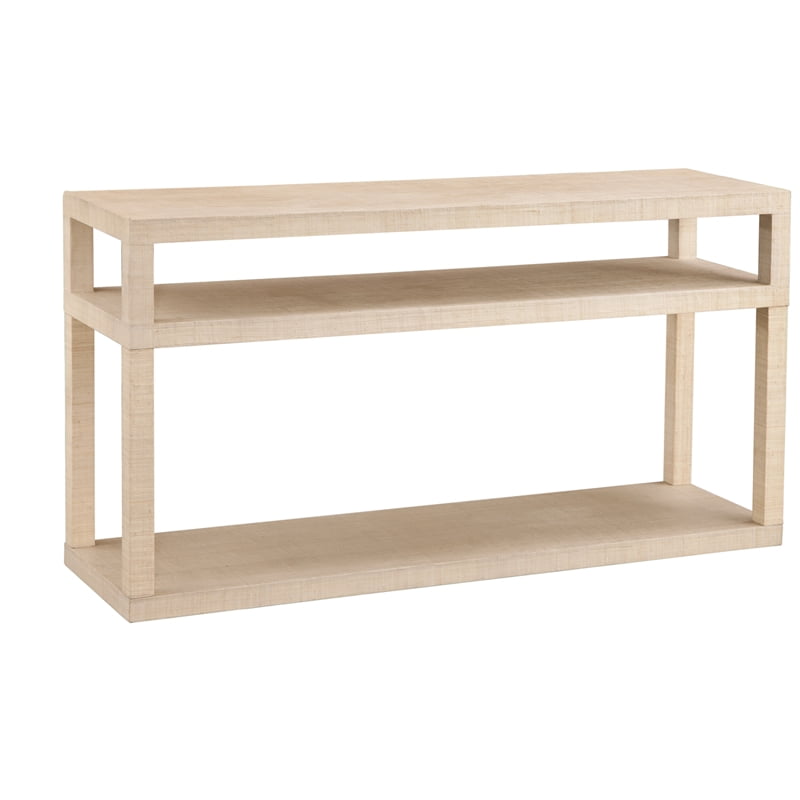 Magarao Solid Wood Console Table, Beige Raffia Wrapped, Natural Woven ...