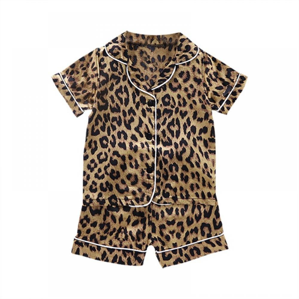 Magazine Baby Kids Boy Girl Leopard Print Outfits Set, Short Sleeve ...