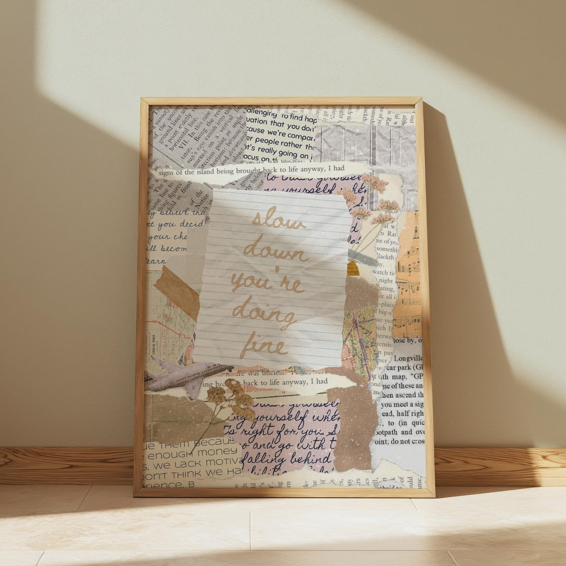 Magazine Cut Out Wall Art, Scrapbook Wall Art, Slow Down You'Re Doing ...