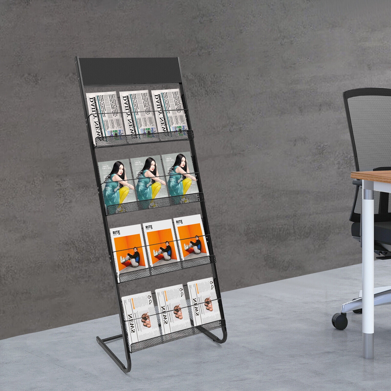 Magazine Display Stand 4-Tier Magazine Rack Display Stand Display Stand ...