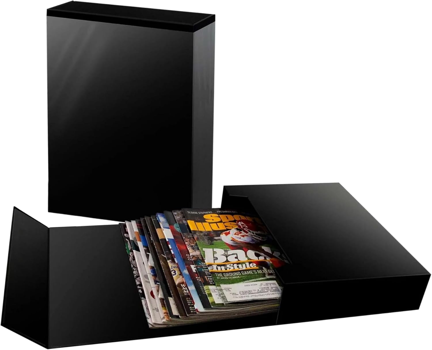 Magazine File Holder - Black | Holds 20 Magazines | Magnetic Closure ...