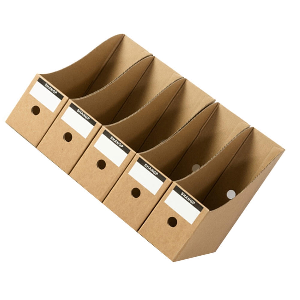 Magazine File Holder Organizer Box Literature File Sorter 5 Compartment ...