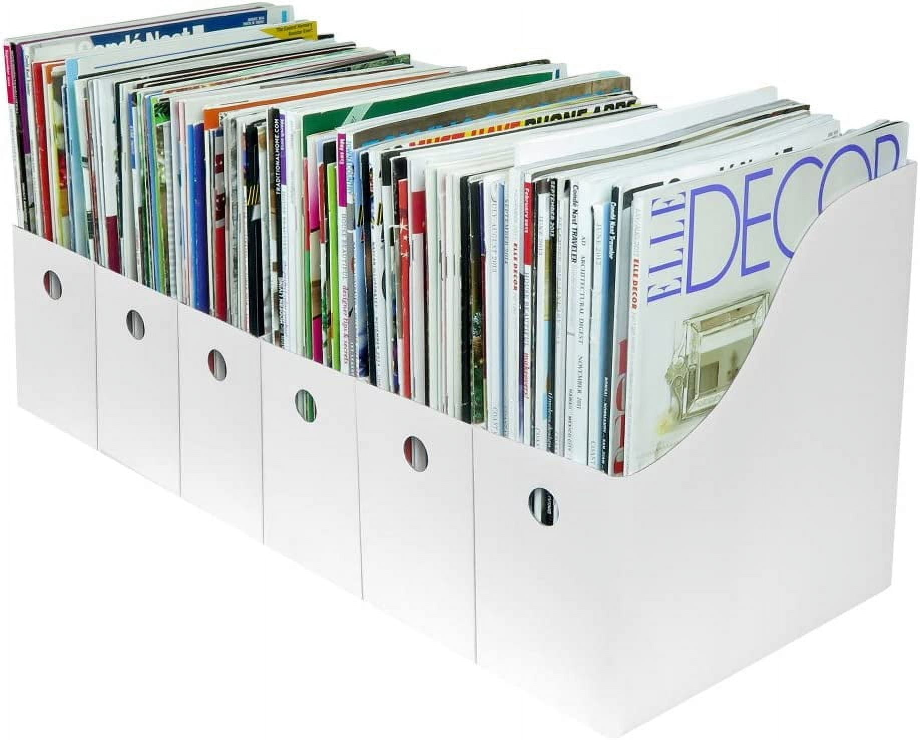Magazine File Holder -Set of 6 White - Office Desk Organizer Sturdy ...