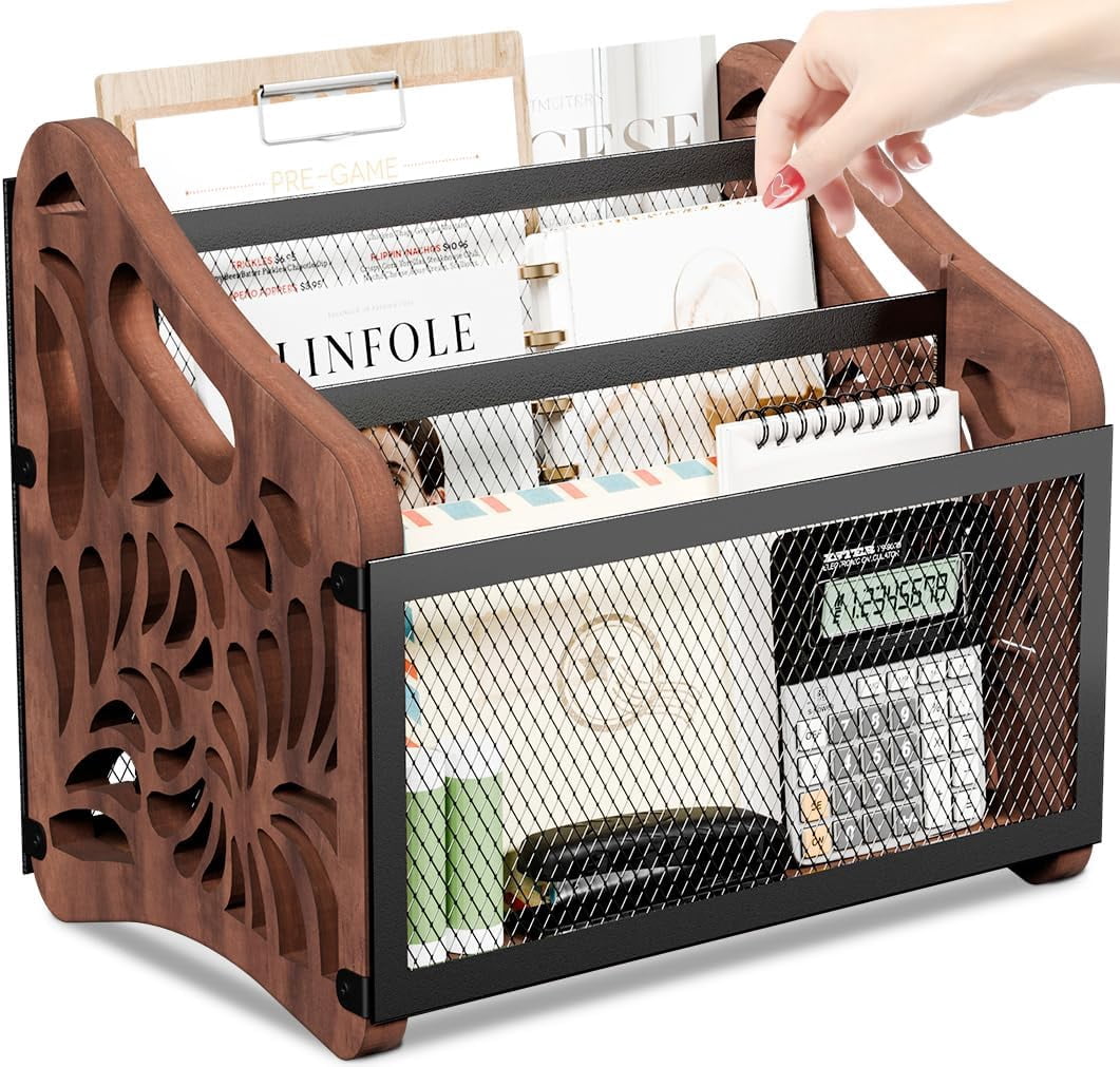 Magazine Holder,3-Compartment Magazine Rack Floor,Wood Magazines File ...