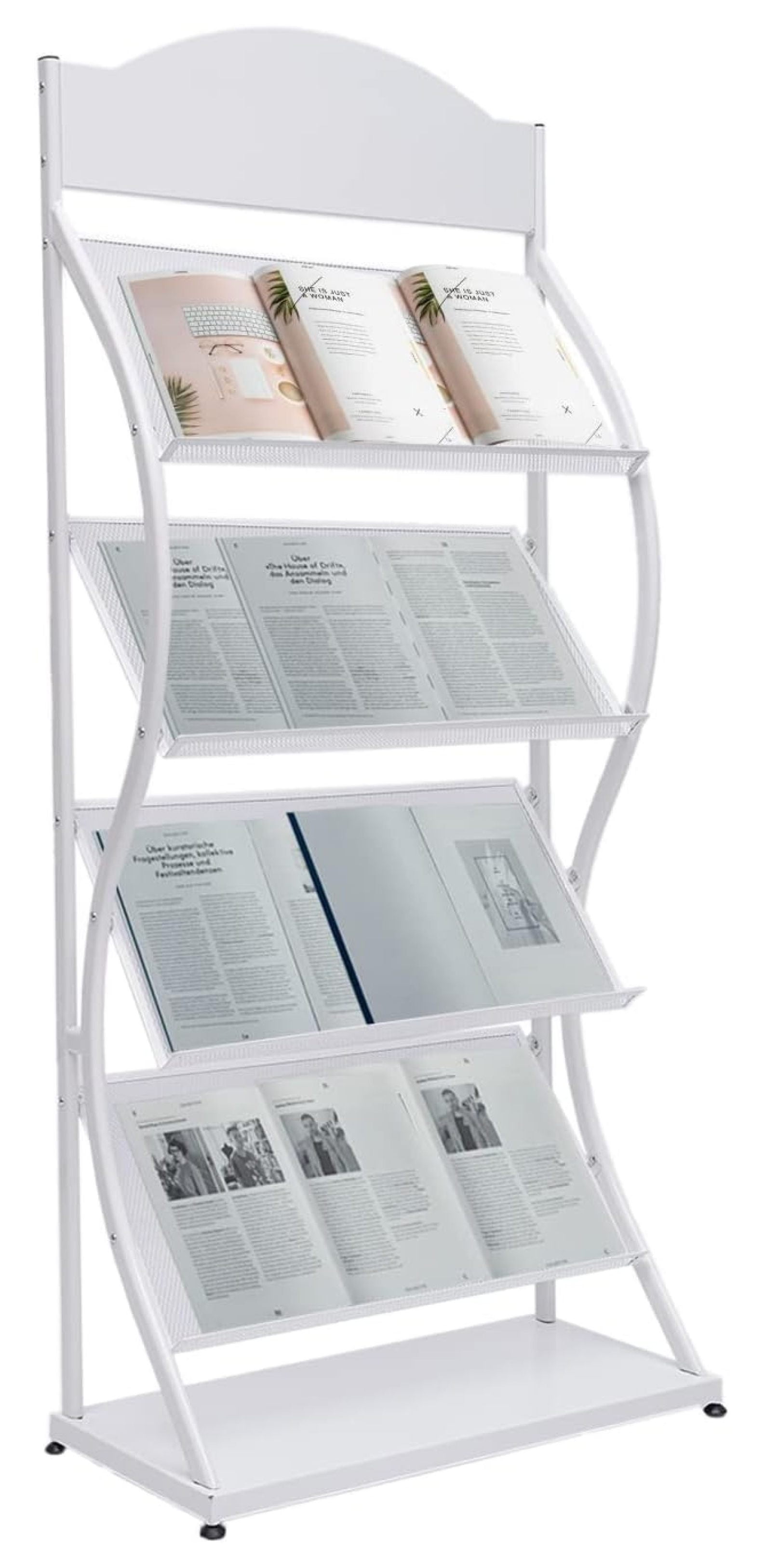 Magazine Holder Brochure Stand 4-Layer Book Signing Rack Floor-Standing ...