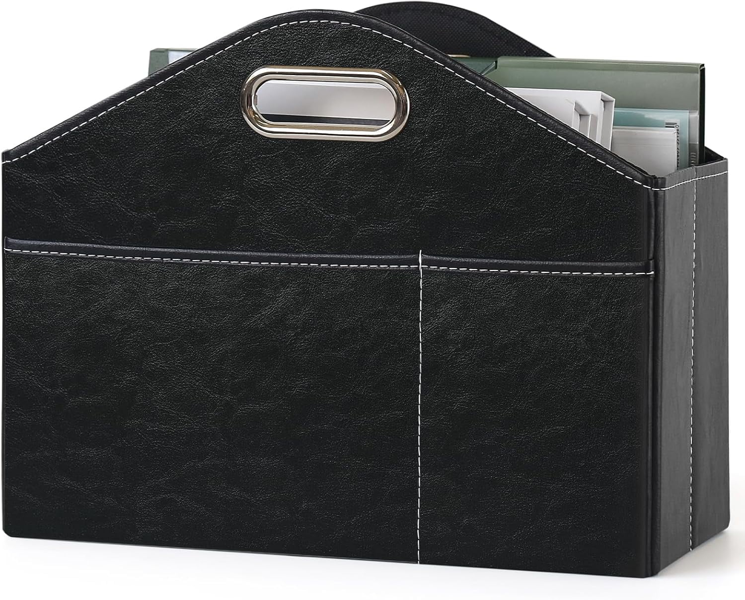 Magazine Holder PU Leather Magazine Rack Floor foldable Magazine Basket ...