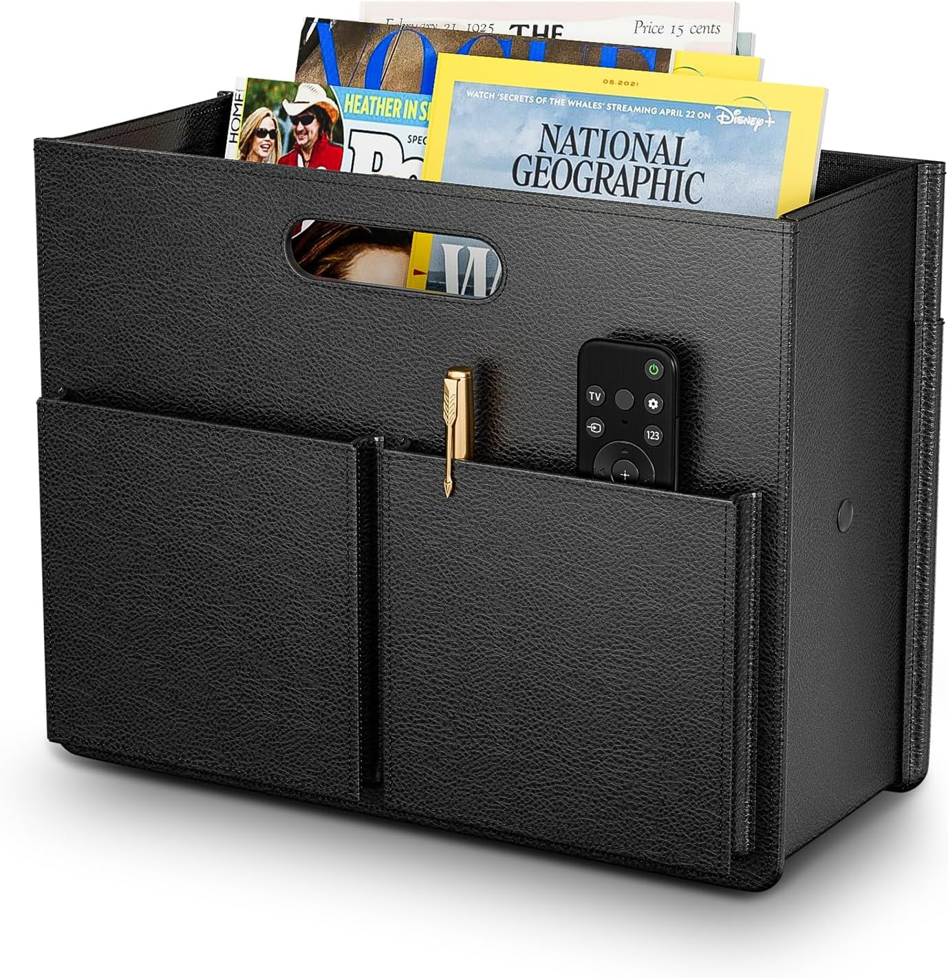 Magazine Holder Stable Magazine Rack Floor, Foldable PU Leather ...